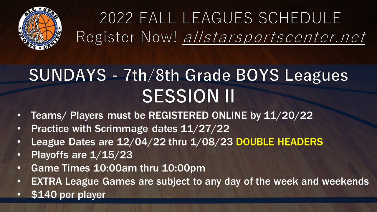 FALL LEAGUES – ALL STAR SPORTS CENTER